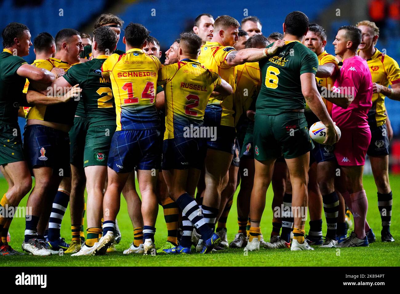 Tempers flare between players during the Rugby League World Cup group B ... Tempers flare between players during the Rugby League World Cup group B ...