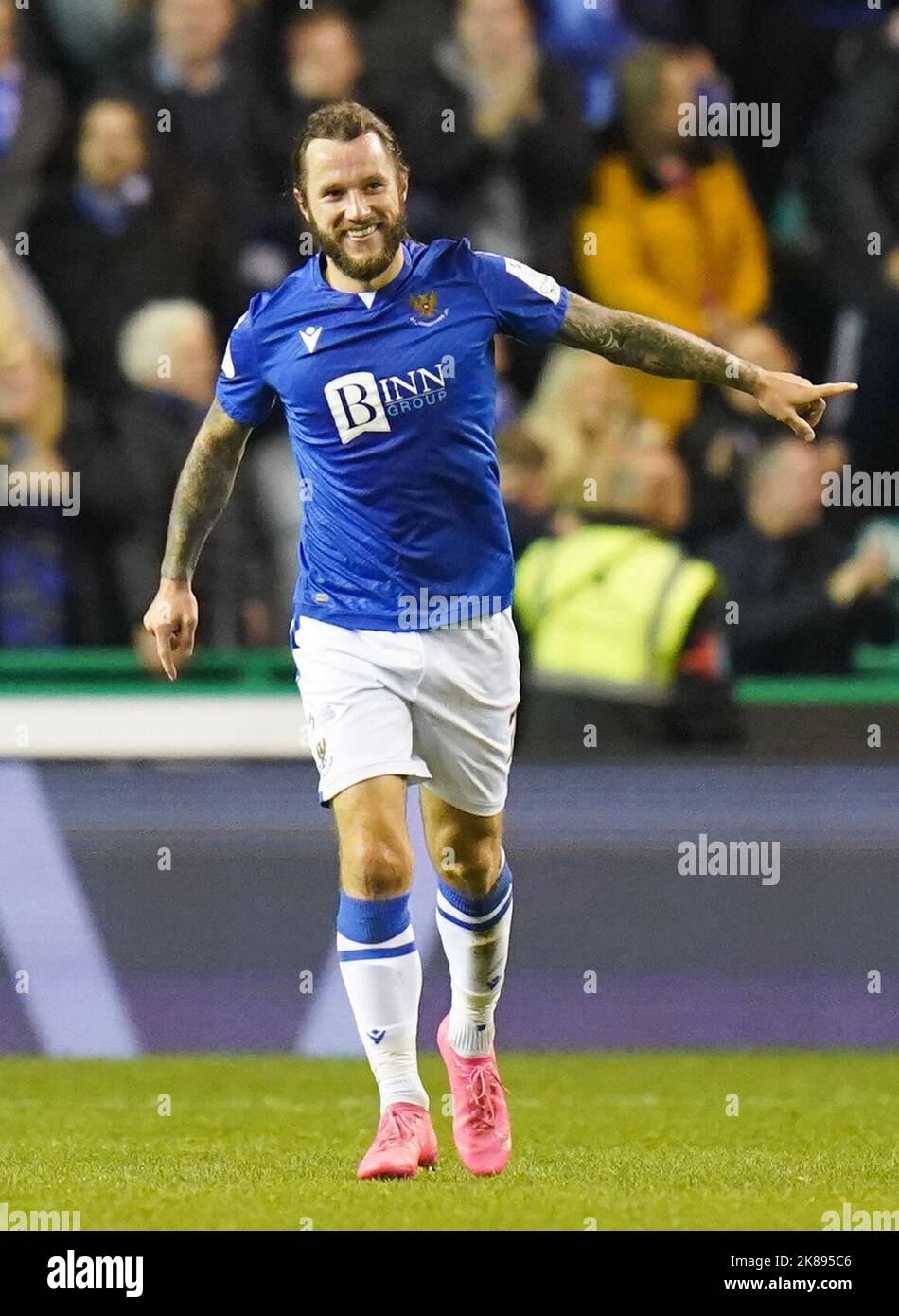 St Johnstone's Stevie May celebrates scoring their side's second goal ...