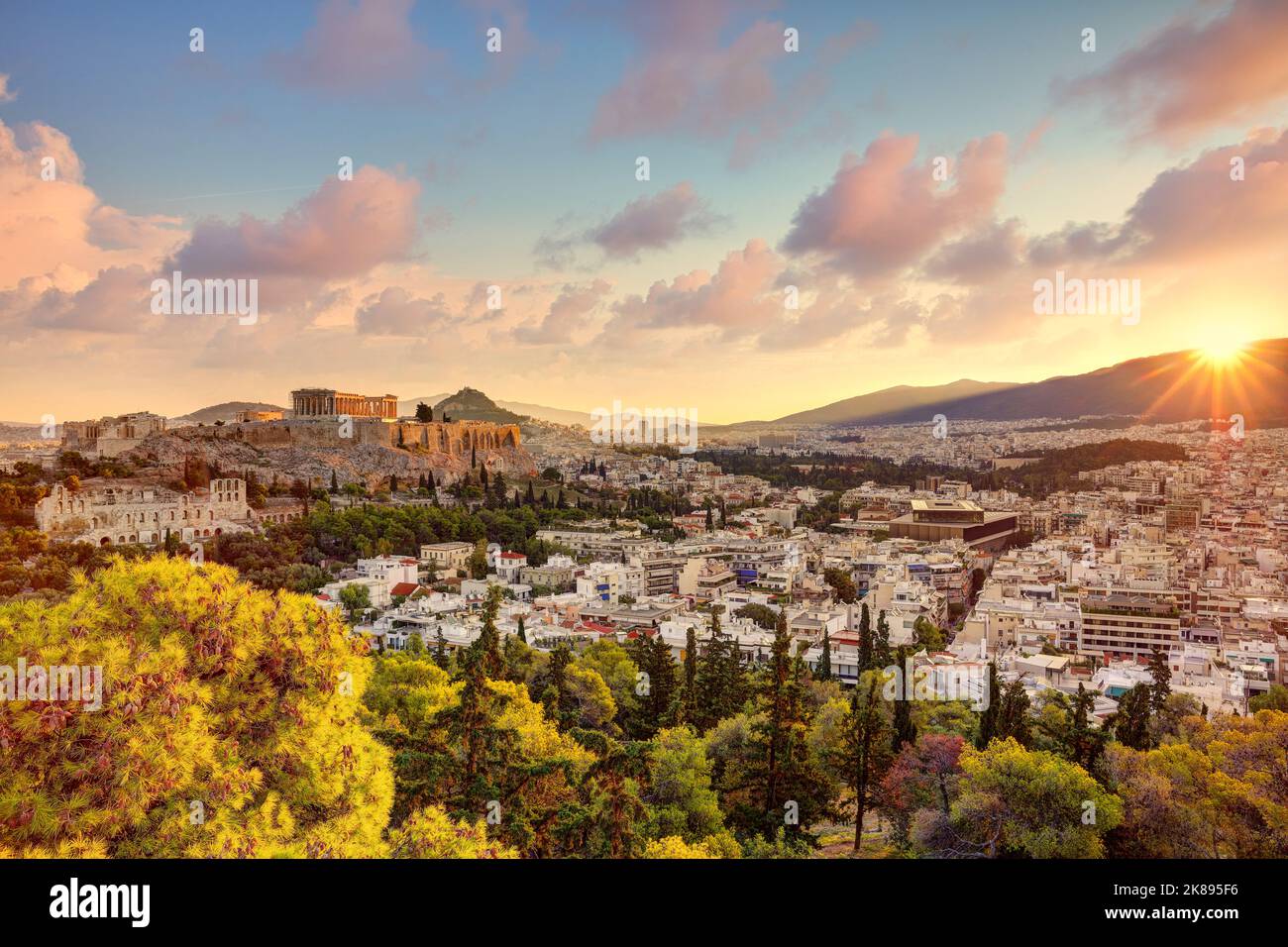 The sunrise at the Parthenon on the Athenian Acropolis, Greece Stock ...