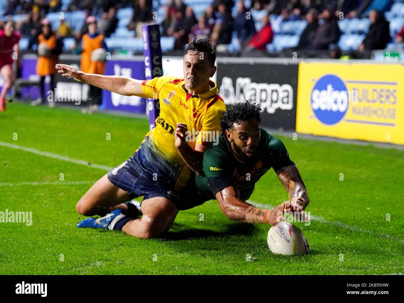 Australia's Josh Addo-Carr scores his side's fifteenth try of the game ...