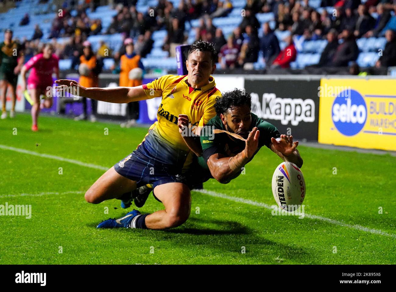 Australia's Josh Addo-Carr scores his side's fifteenth try of the game ...