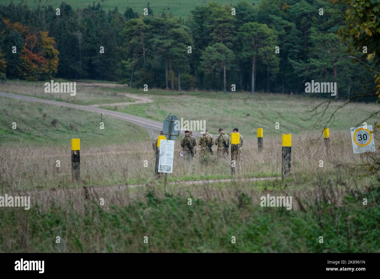 several British army soldiers equipped with telescopic sighted rifles ...
