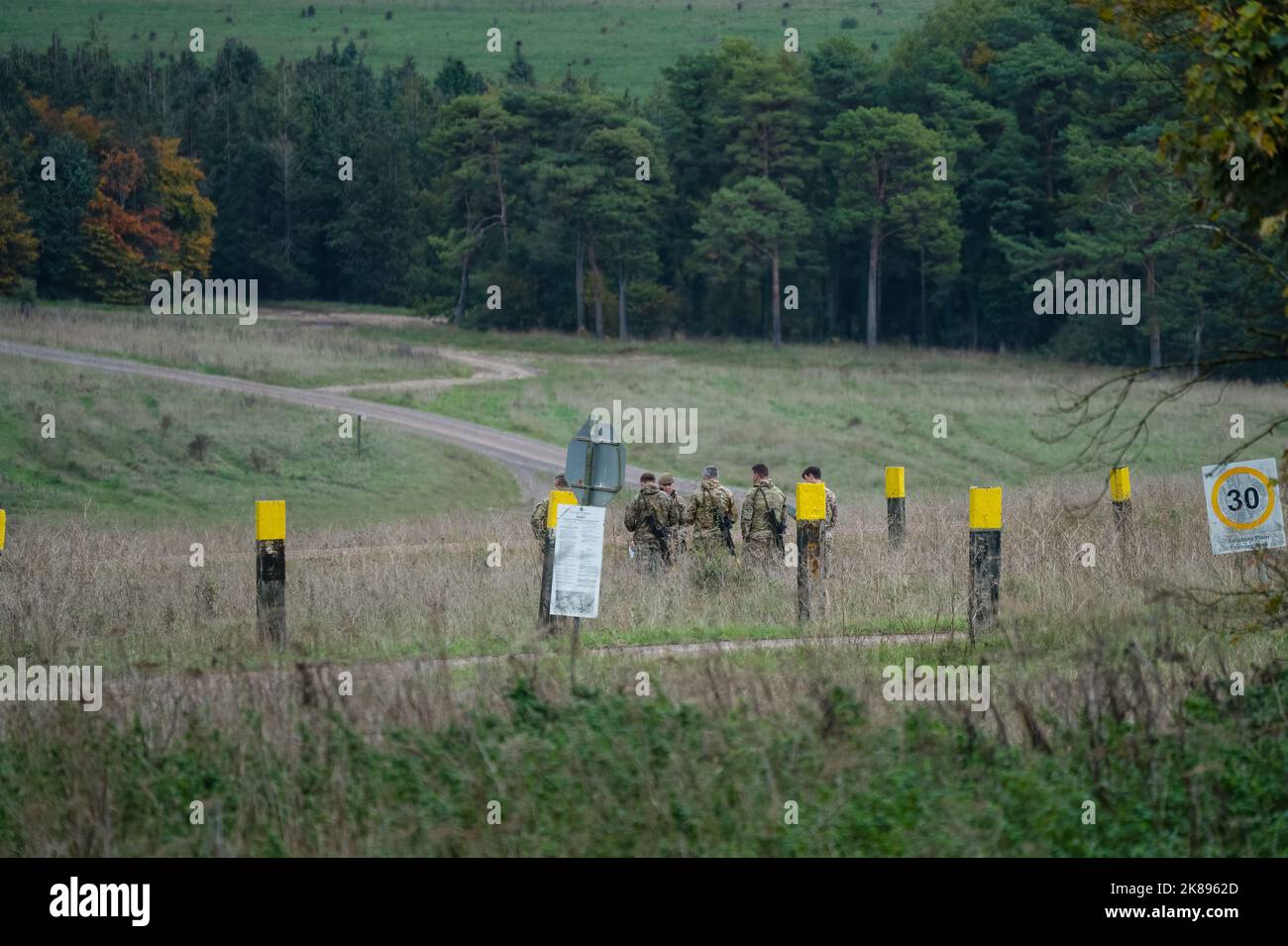 several British army soldiers equipped with telescopic sighted rifles ...