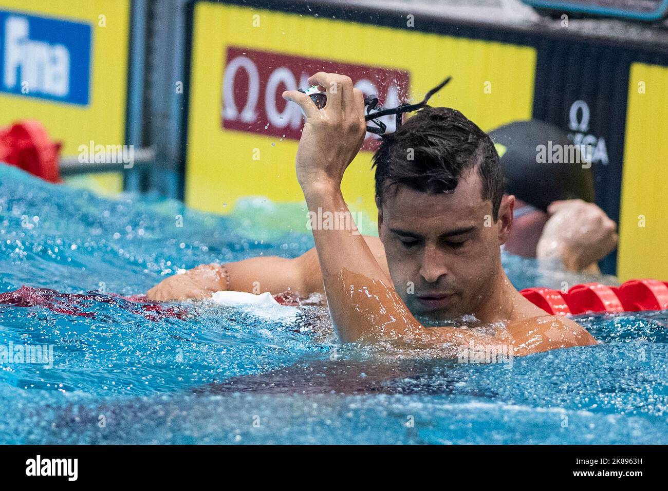 Berlin, Germany. 21st Oct, 2022. Swimming: World Cup, Decisions, 50m freestyle, men: Dylan ...