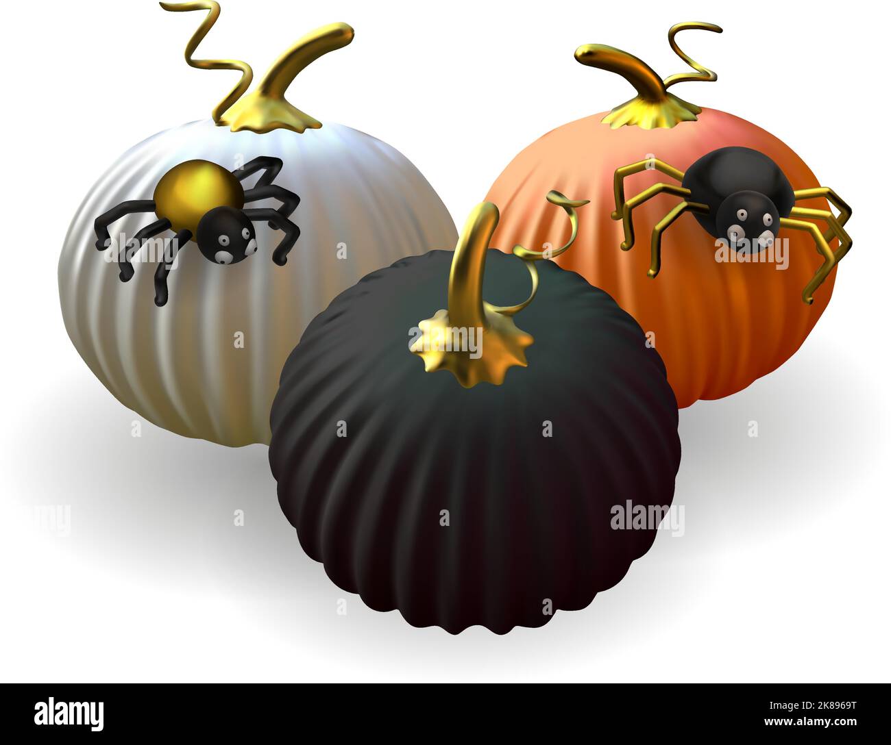 Halloween or Thanksgiving realistic pumpkin and spider set isolated on ...