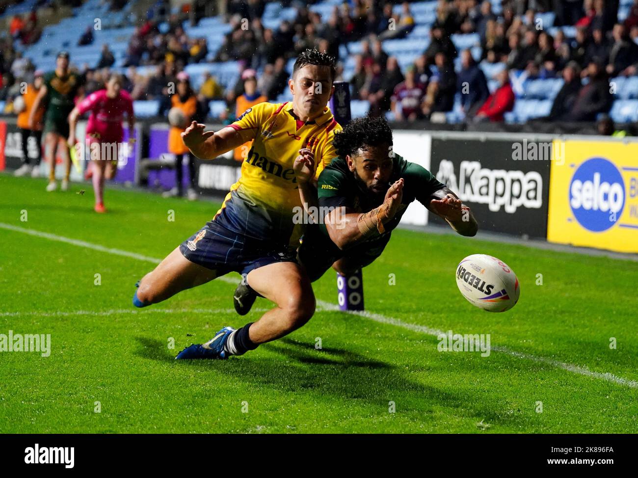 Australia's Josh Addo-Carr scores his side's fifteenth try of the game ...