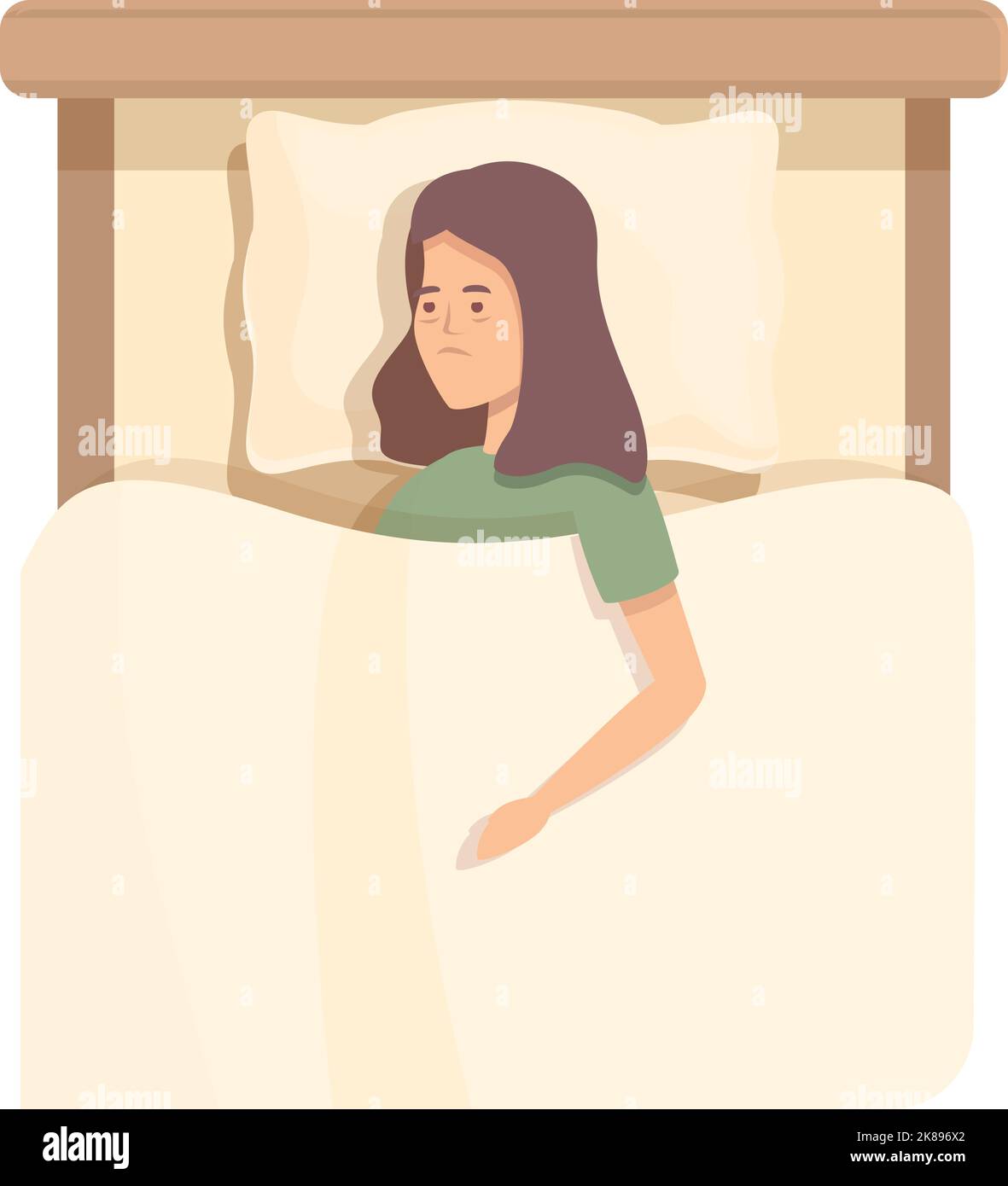Heavy insomnia icon cartoon vector. Sleep disorder. Woman bed Stock ...