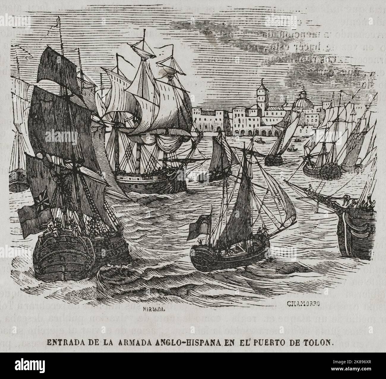Entrance of the Anglo-Spanish fleet at the port of Toulon Stock Photo ...