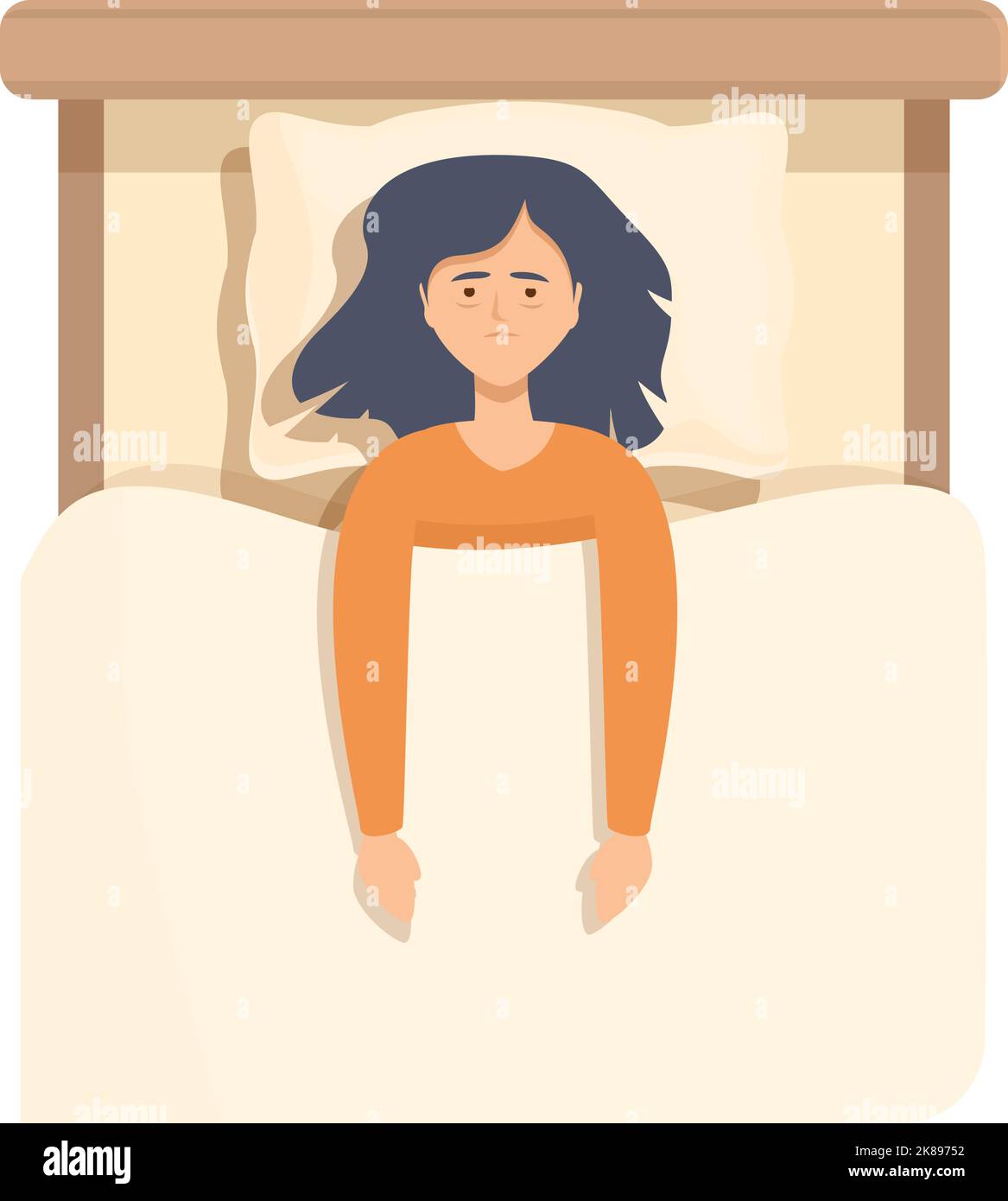 Health stress icon cartoon vector. Sleep disorder. Anxiety girl Stock ...