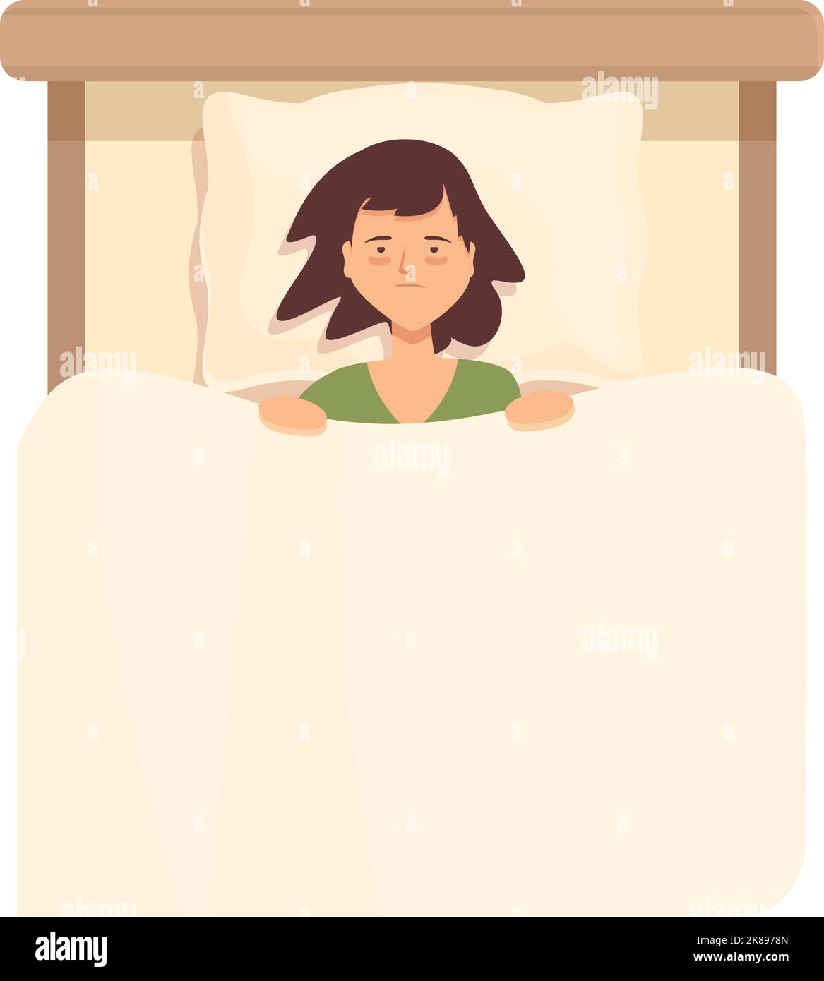 Young person insomnia icon cartoon vector. Sleepy girl. Stress mental ...