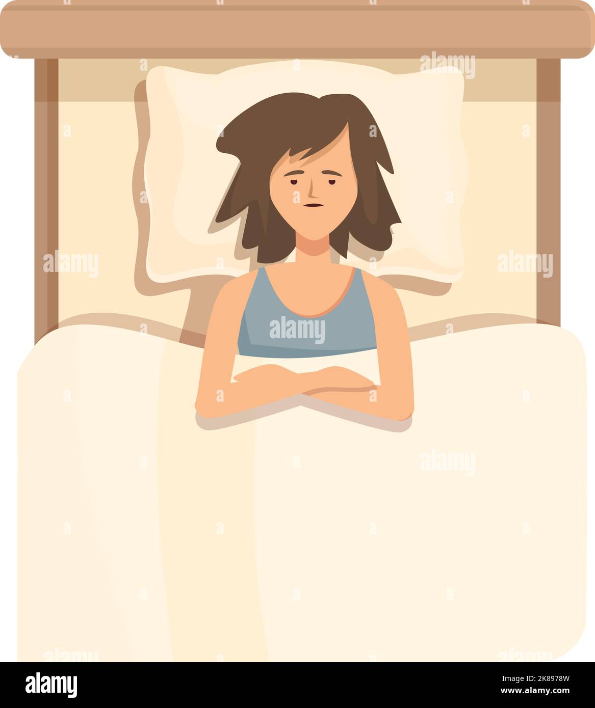 Girl insomnia icon cartoon vector. Sleep bed. Stress tired Stock Vector ...