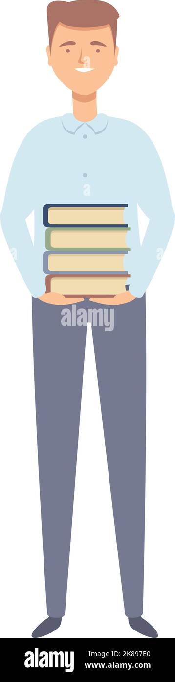 Teacher with book icon cartoon vector. School man. Person lecture Stock ...
