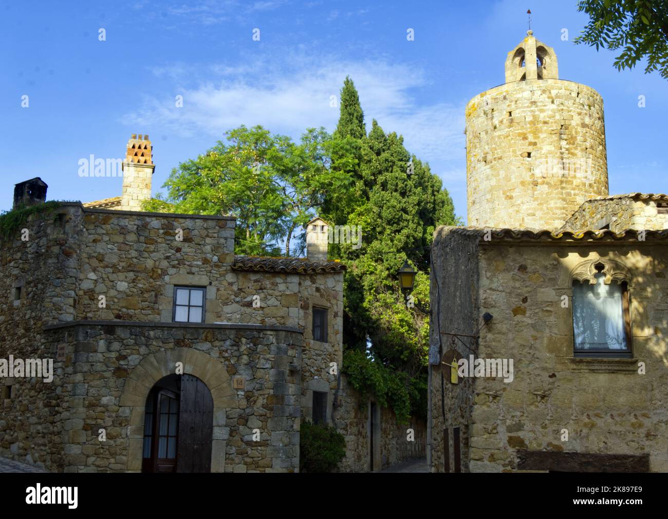 Pals, Spain - Plaça de l'Església Stock Photo - Alamy