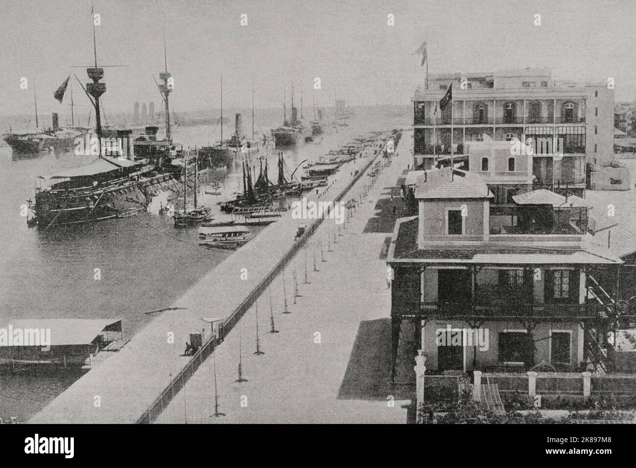 The squadron of Admiral Manuel de la Camara in Port-Said Stock Photo ...