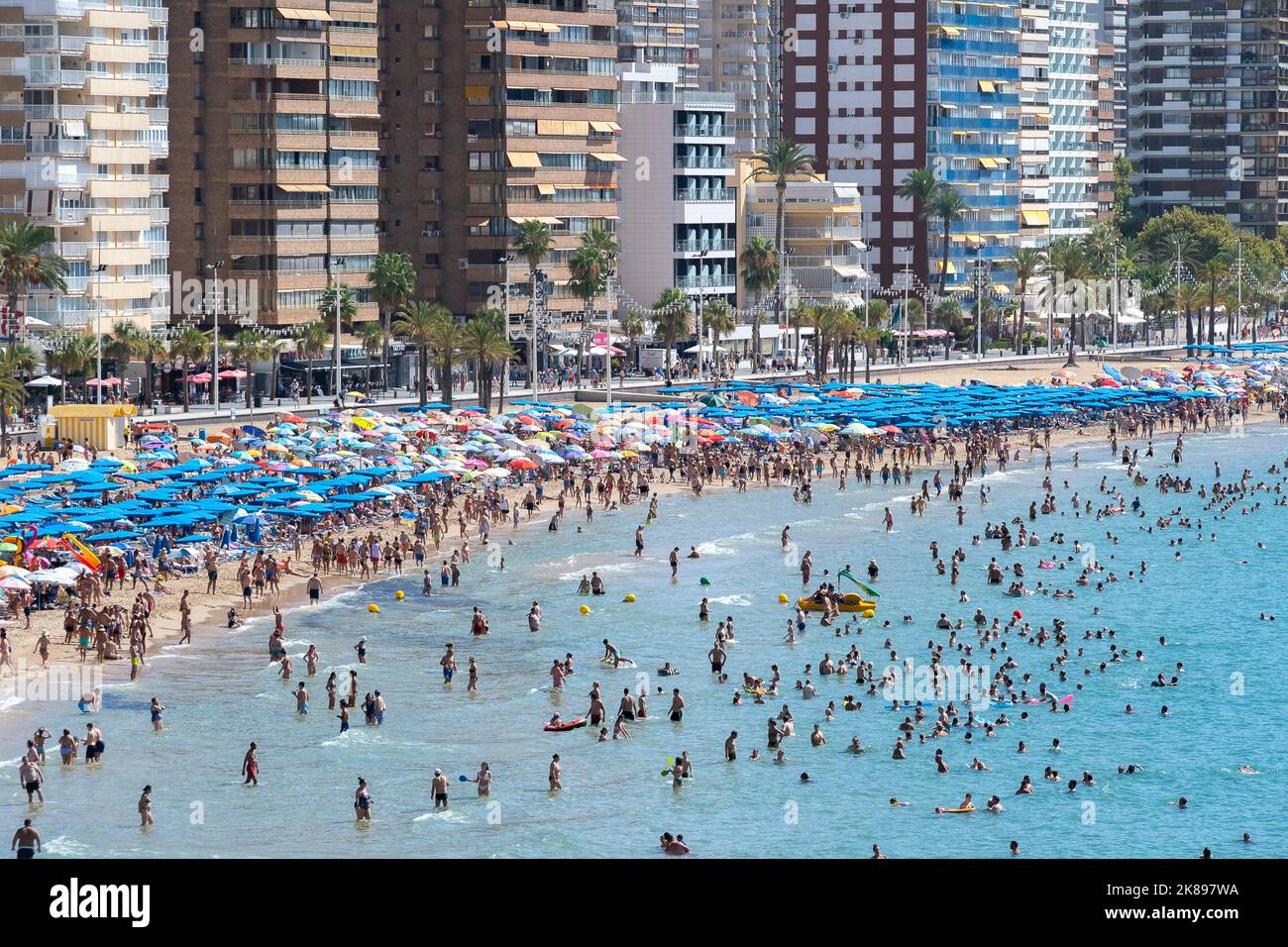 Costa blanca spain beach mediterranean tourism sunbathing crowd hi-res ...