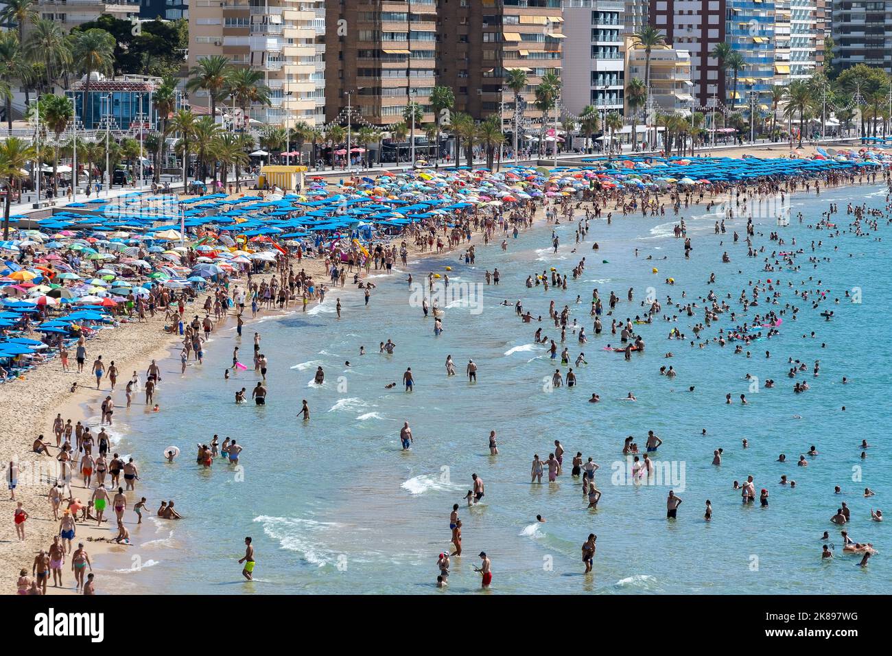 Costa blanca spain beach mediterranean tourism sunbathing crowd hi-res ...