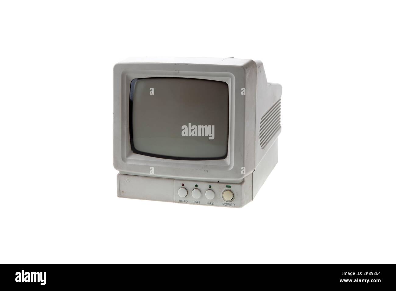 Small old CRT monitor. Vintage electronics. Isolate on a white ...