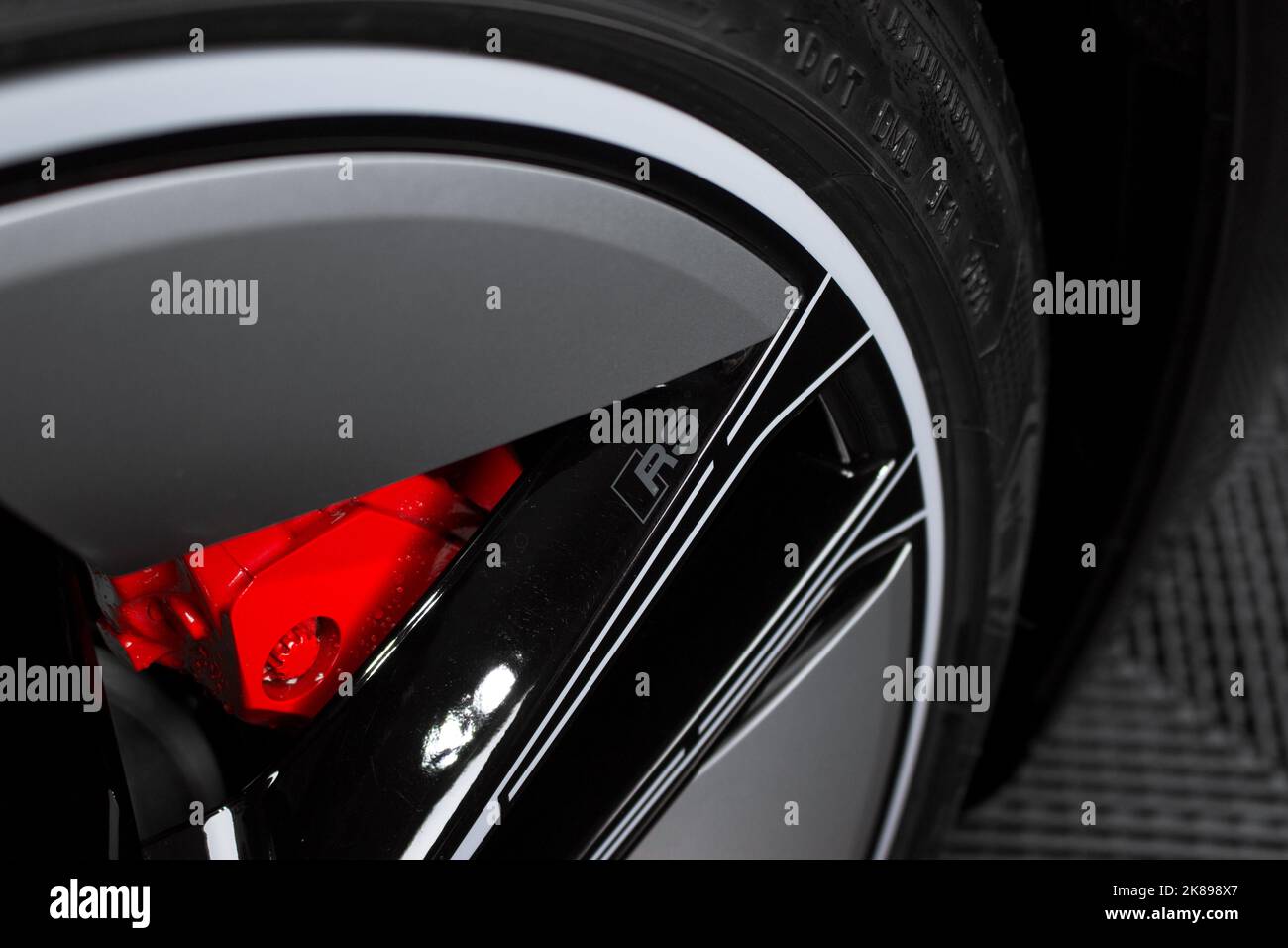 The Front Diamond Cut Alloy Wheel Of A Grey 2021 Audi RS E Tron with ...