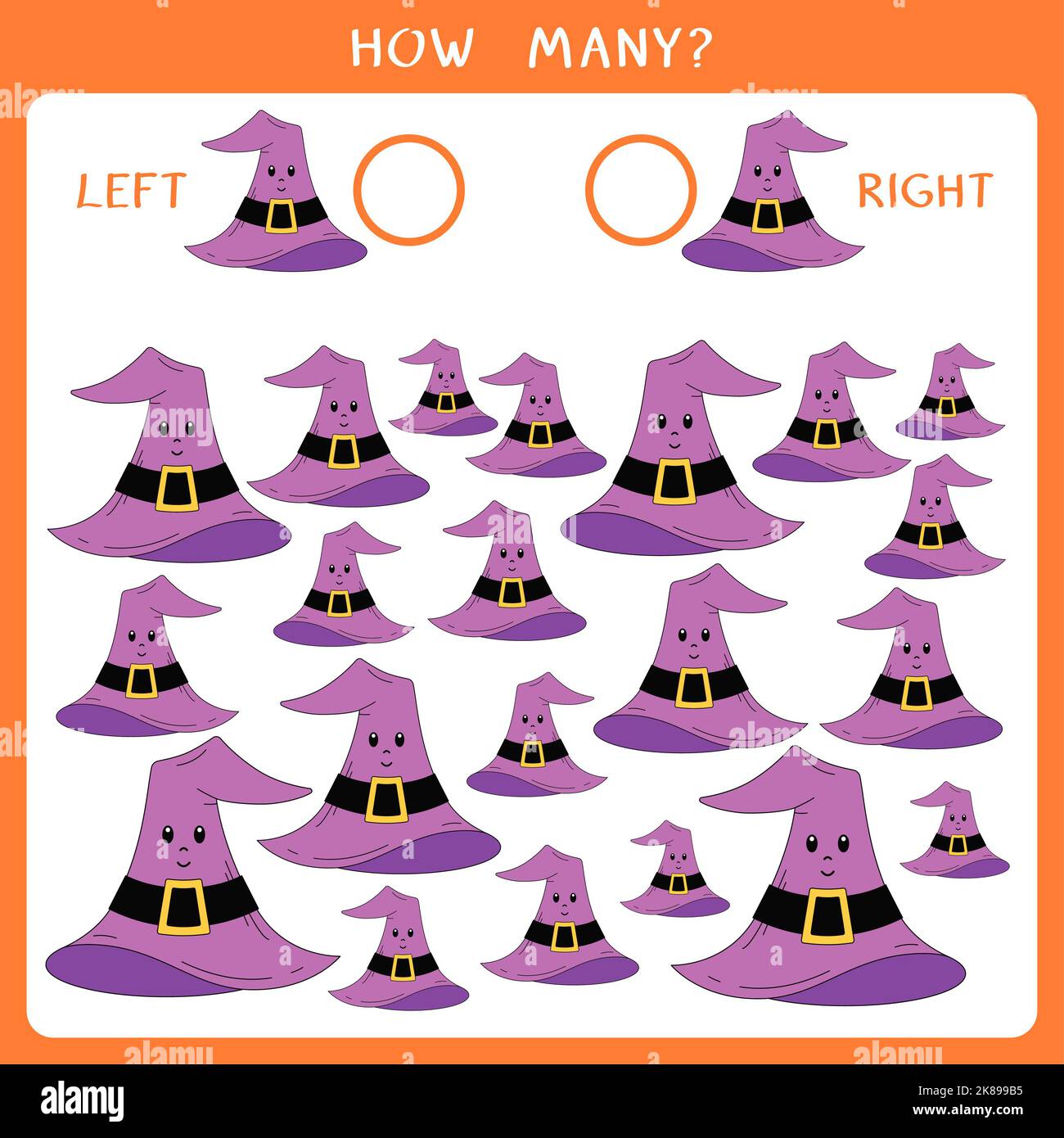 Simple educational game for kids. Count how many hats are facing left ...