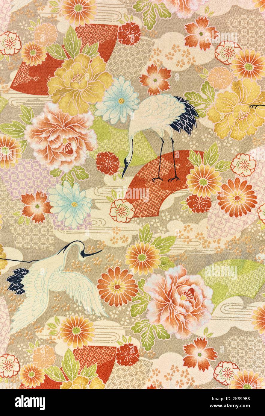 Closeup detailed photograph of a traditional Japanese furoshiki cloth ...