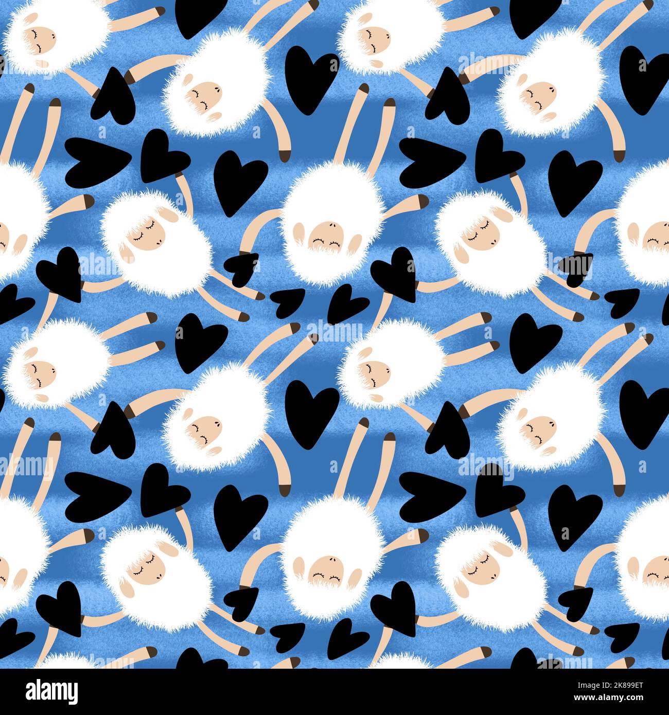 Cartoon farms animals seamless sleeping sheep pattern for wrapping ...