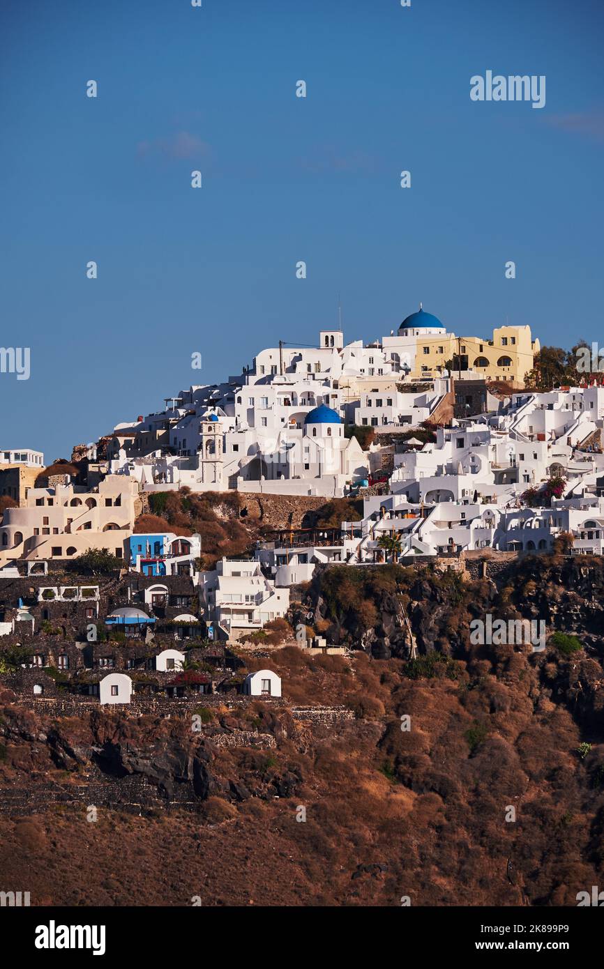 Panoramic Aerial View of Imerovigli Village in Santorini Island, Greece ...