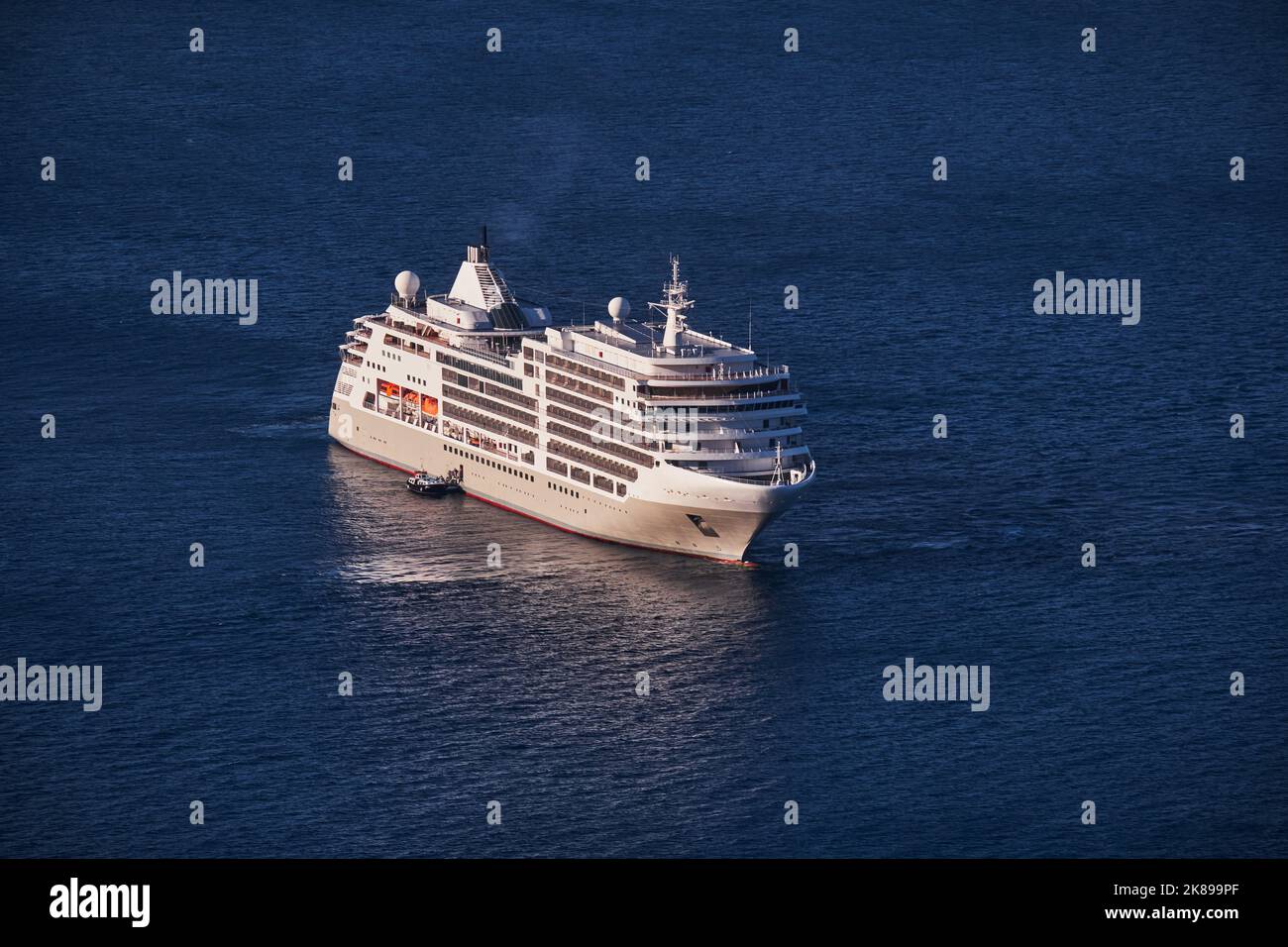 Big Cruise Ship in the Volcano island in the Aegean Sea, within the ...