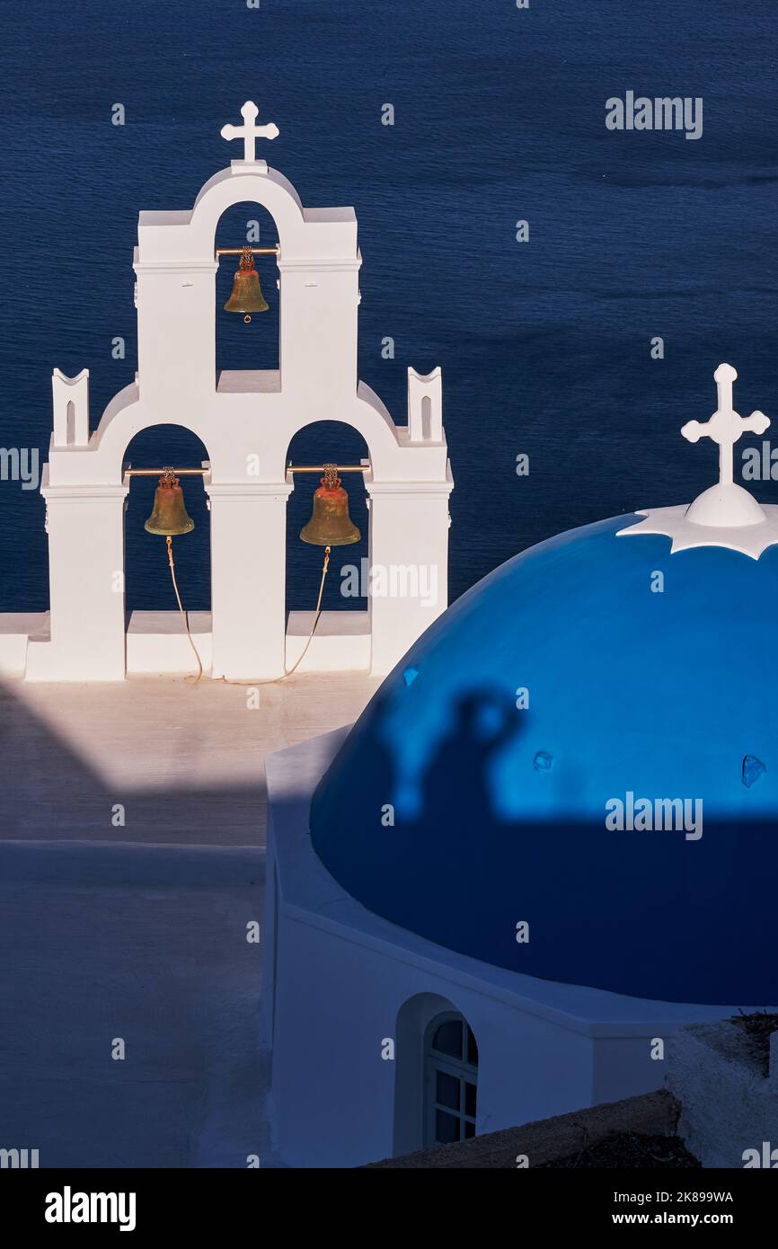 The Famous Agios Theodoros Church know as Three Bells of Fira, one of ...