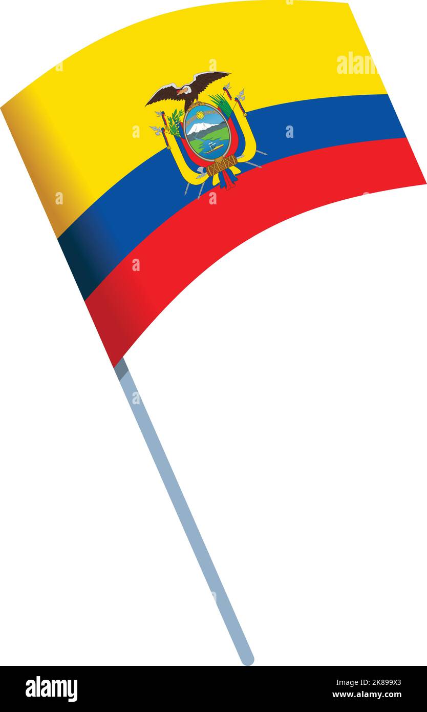 Long ecuador flag icon cartoon vector. Travel culture. National day ...