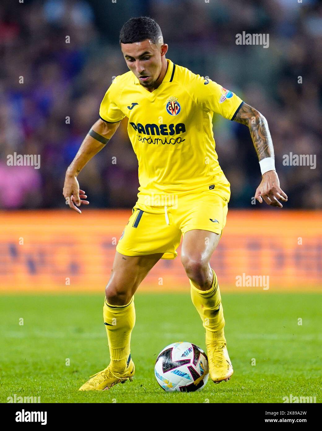 Yeremy Pino of Villarreal during the La Liga match between FC Barcelona ...