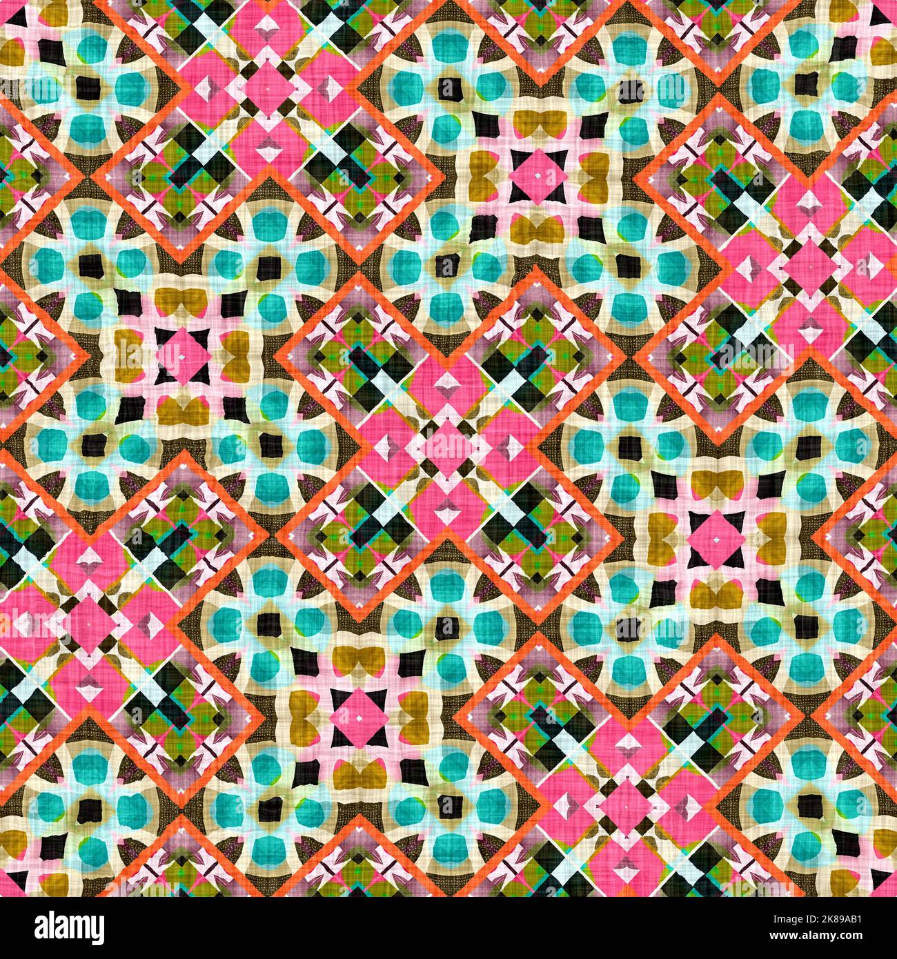 Kitsch pattern geometric retro design in seamless background. Trendy ...