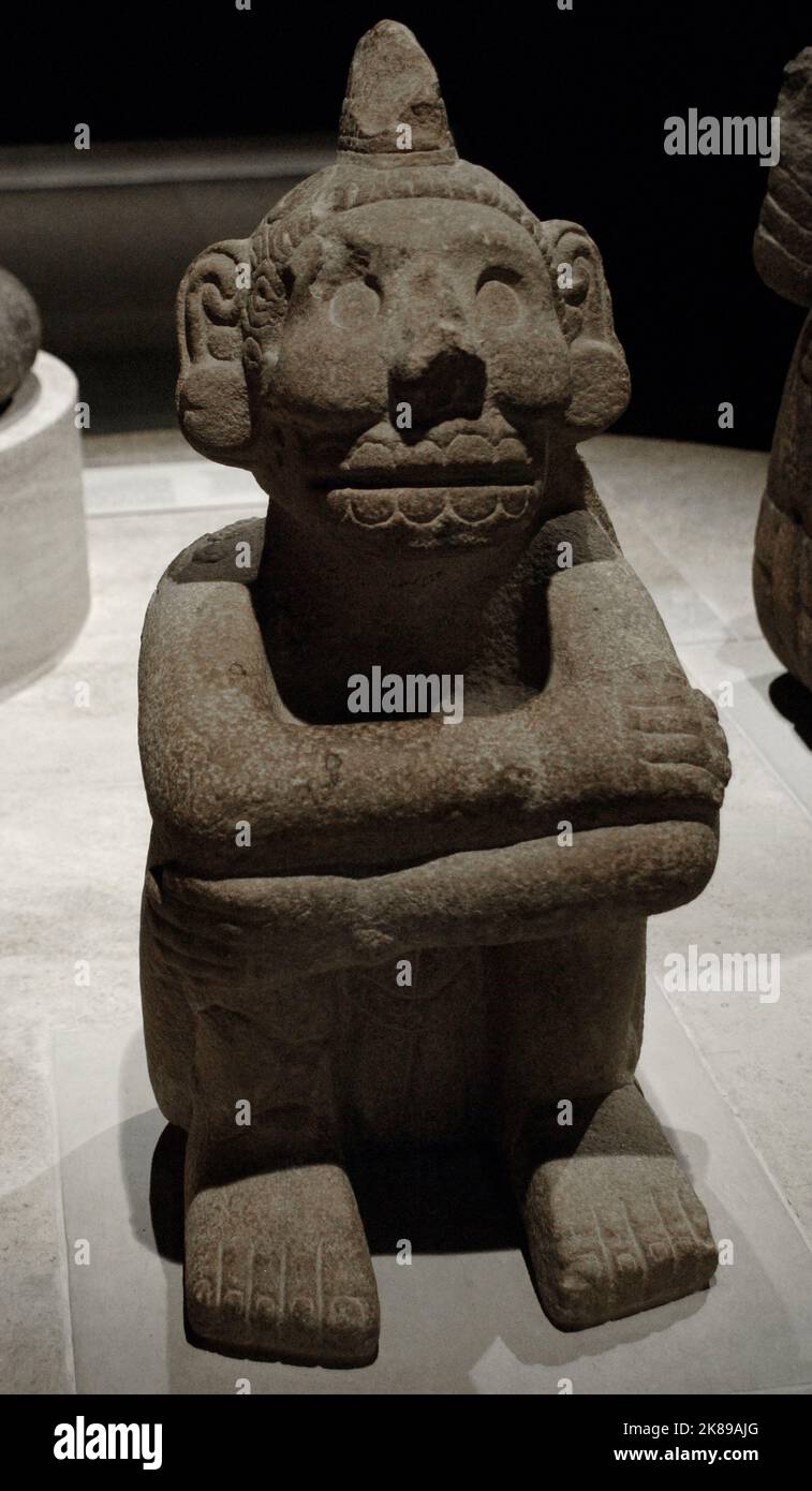 Sandstone seated figure of Mictlantecuhtli, the Aztec god of death ...
