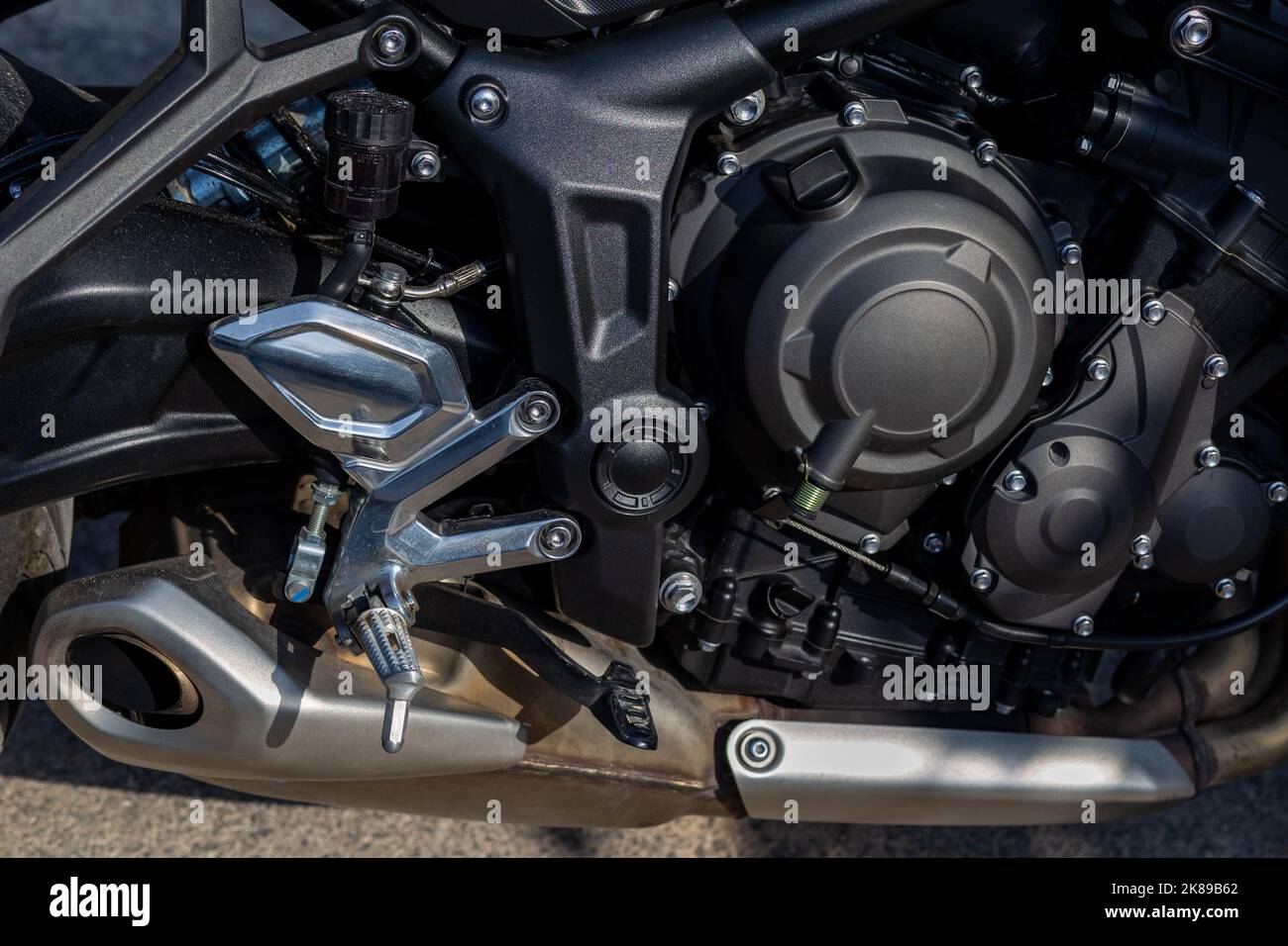 Motorcycle engine chrome plated and strong appearing Stock Photo - Alamy