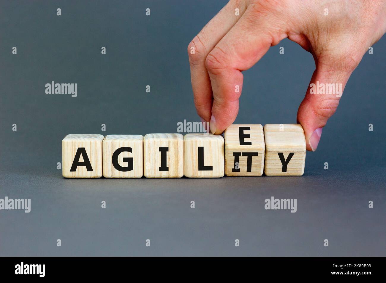 Agile and agility symbol. Concept words Agile and Agility on wooden ...