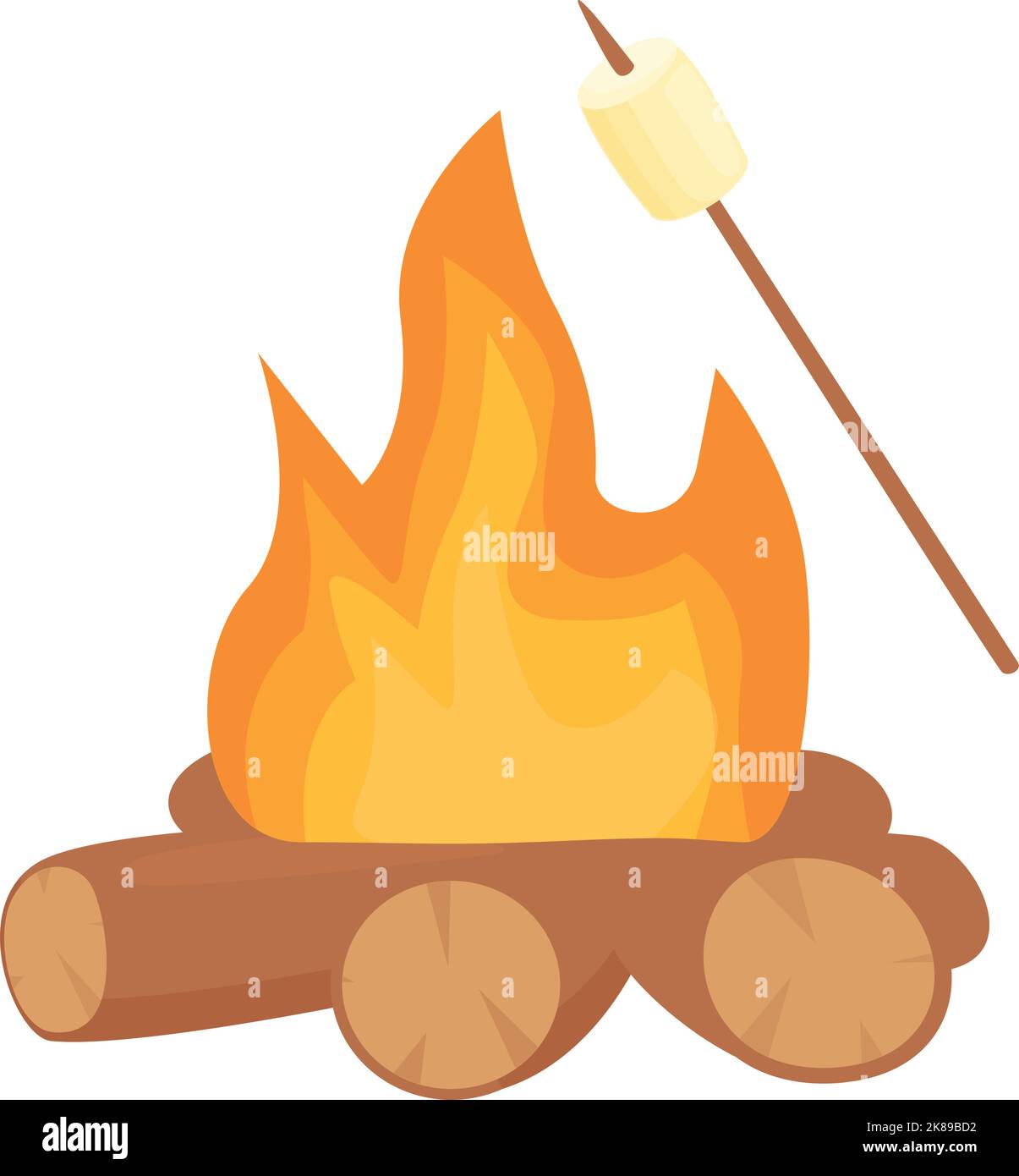 Bonfire marshmallow icon cartoon vector. Camp fire. Food bonfire Stock ...