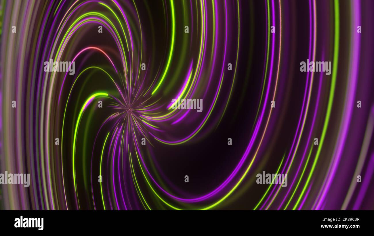 3D rendering abstract neon spiral with reflection. Bright and colorful ...