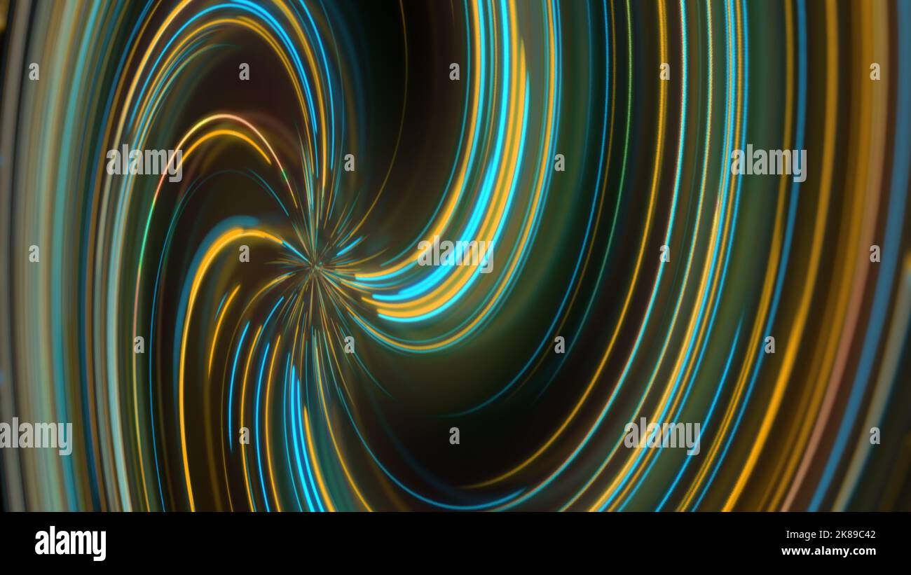 3D rendering abstract neon spiral with reflection. Bright and colorful ...