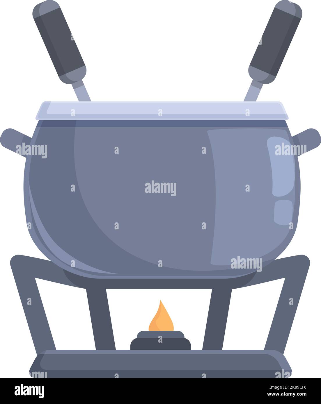 Fire fondue icon cartoon vector. Food cheese. Traditional fork Stock ...
