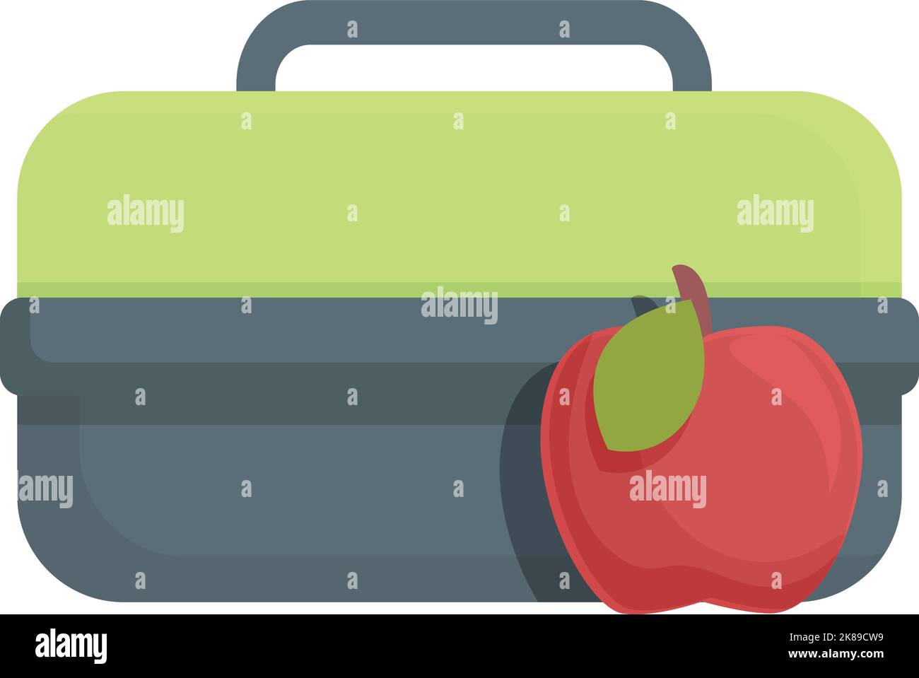 Red apple lunch box icon cartoon vector. Kid food. Snack meal Stock ...
