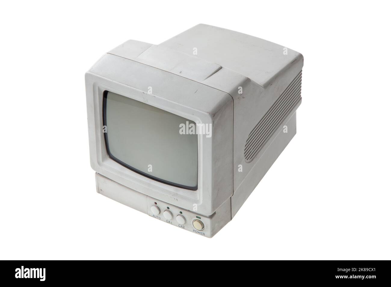 Small old CRT monitor. Vintage electronics. Isolate on a white ...