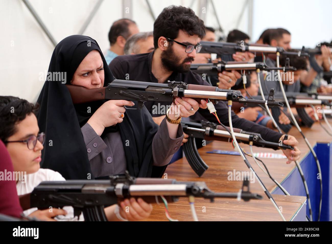 Tehran, Tehran, Iran. 20th Oct, 2022. Iranian visitors practice ...