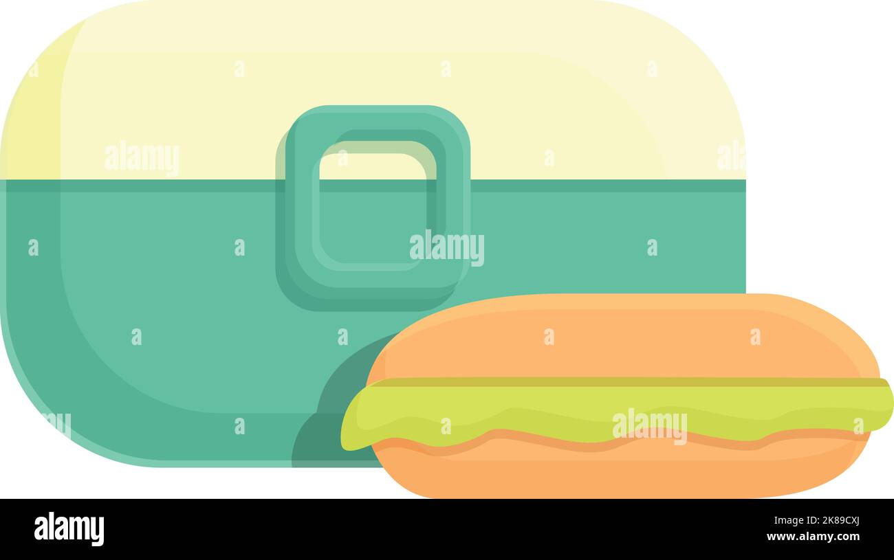 Sandwich box icon cartoon vector. Snack meal. Fruit container Stock ...