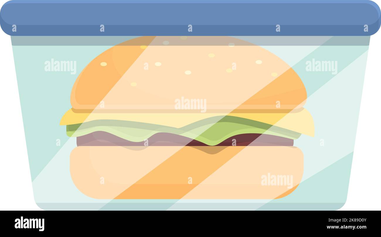 Burger box icon cartoon vector. Meal snack. Plastic container Stock ...