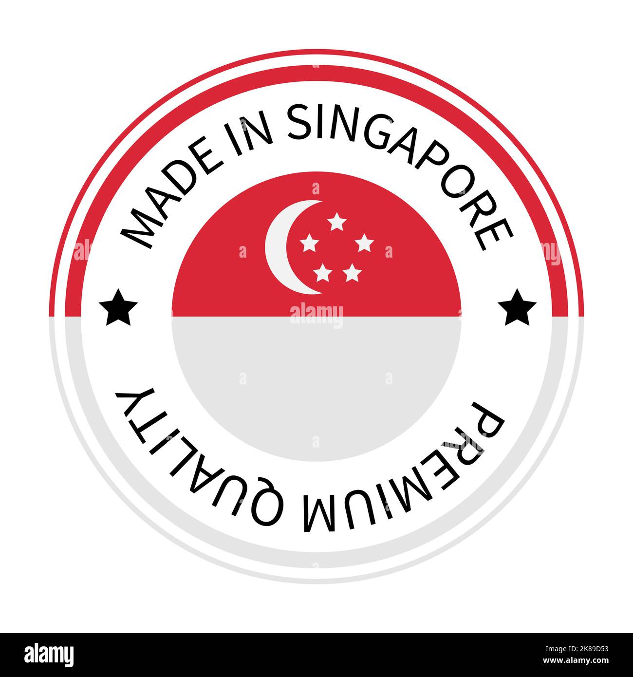 Made in Singapore round label. Quality mark vector icon. Perfect for ...