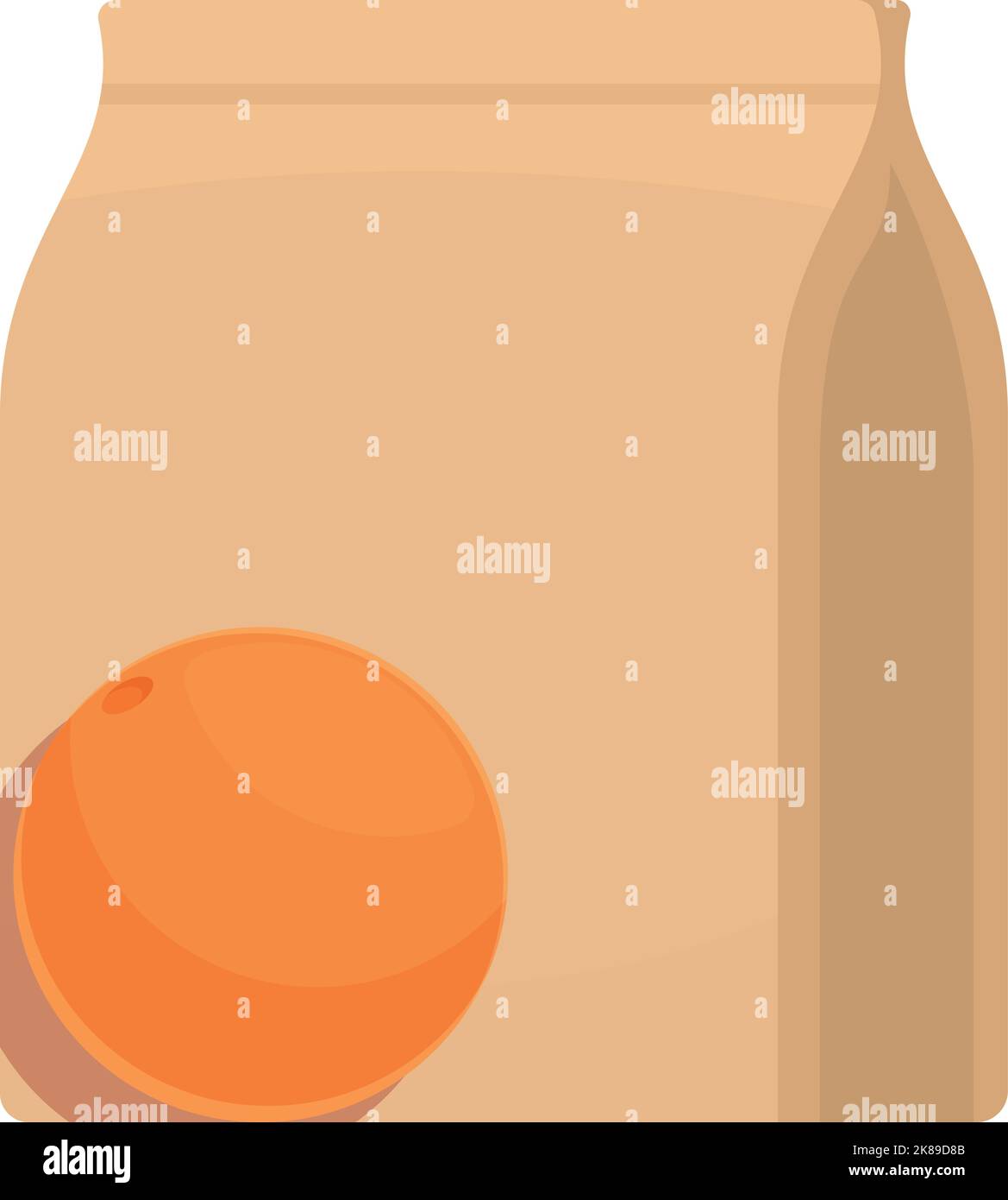 Orange fruit paper bag icon cartoon vector. Lunch box. Kid snack Stock ...