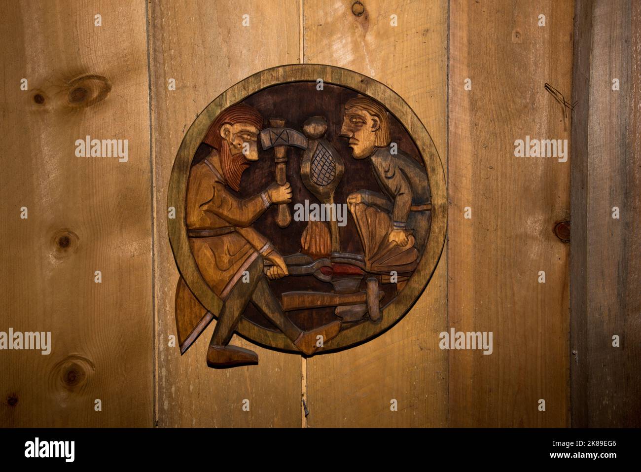 interior of a Viking chieftain's longhouse in Borg on Vestvågøya island ...