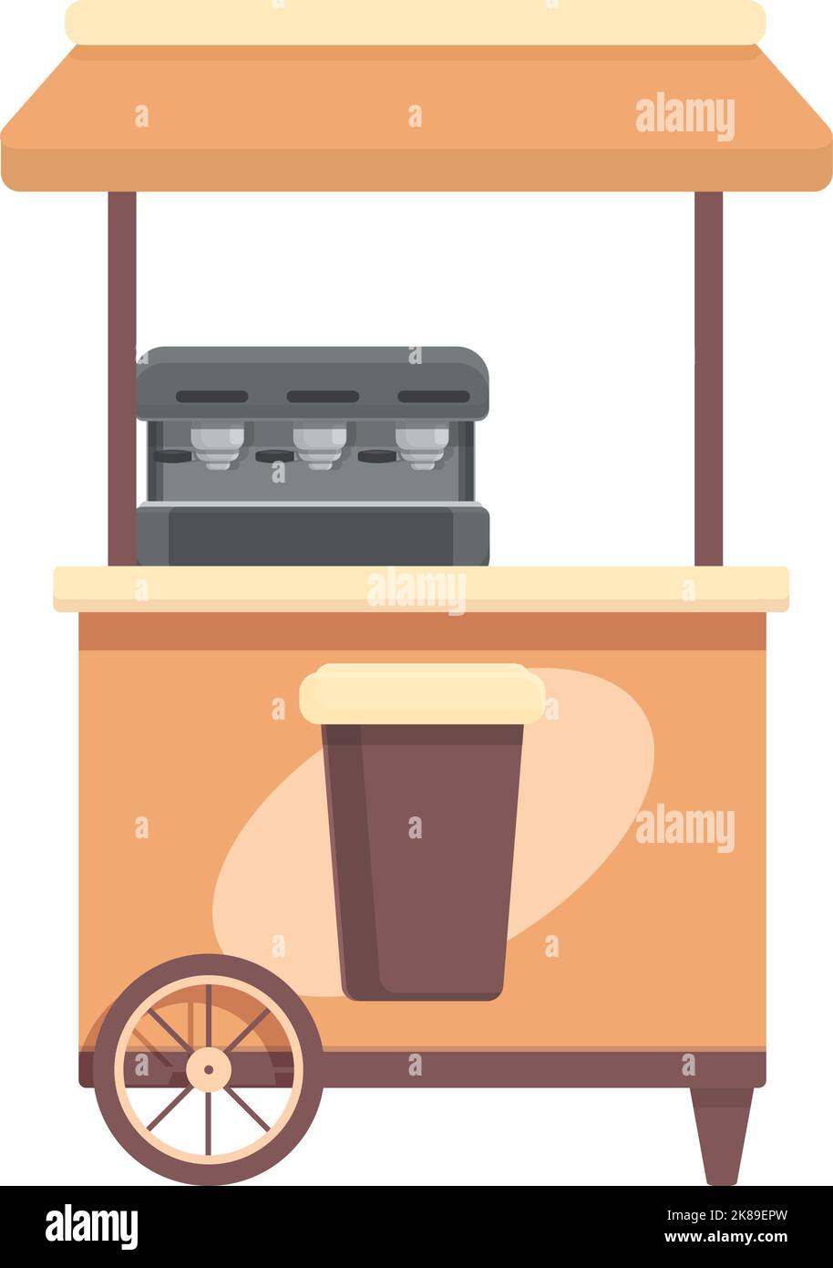 Coffee cart icon cartoon vector. Street market. Cafe shop Stock Vector ...