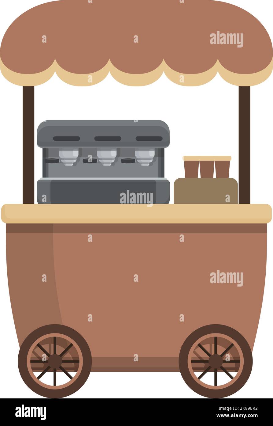 Small coffee cart icon cartoon vector. Street market. Food park Stock ...