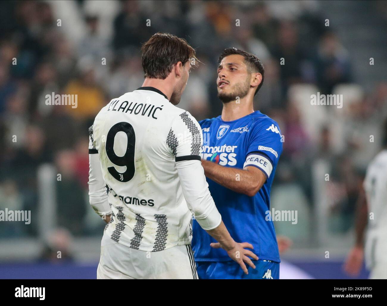 Dusan Vlahovic of Juventus Fc and Filippo Bandinelli of Empoli Fc ...
