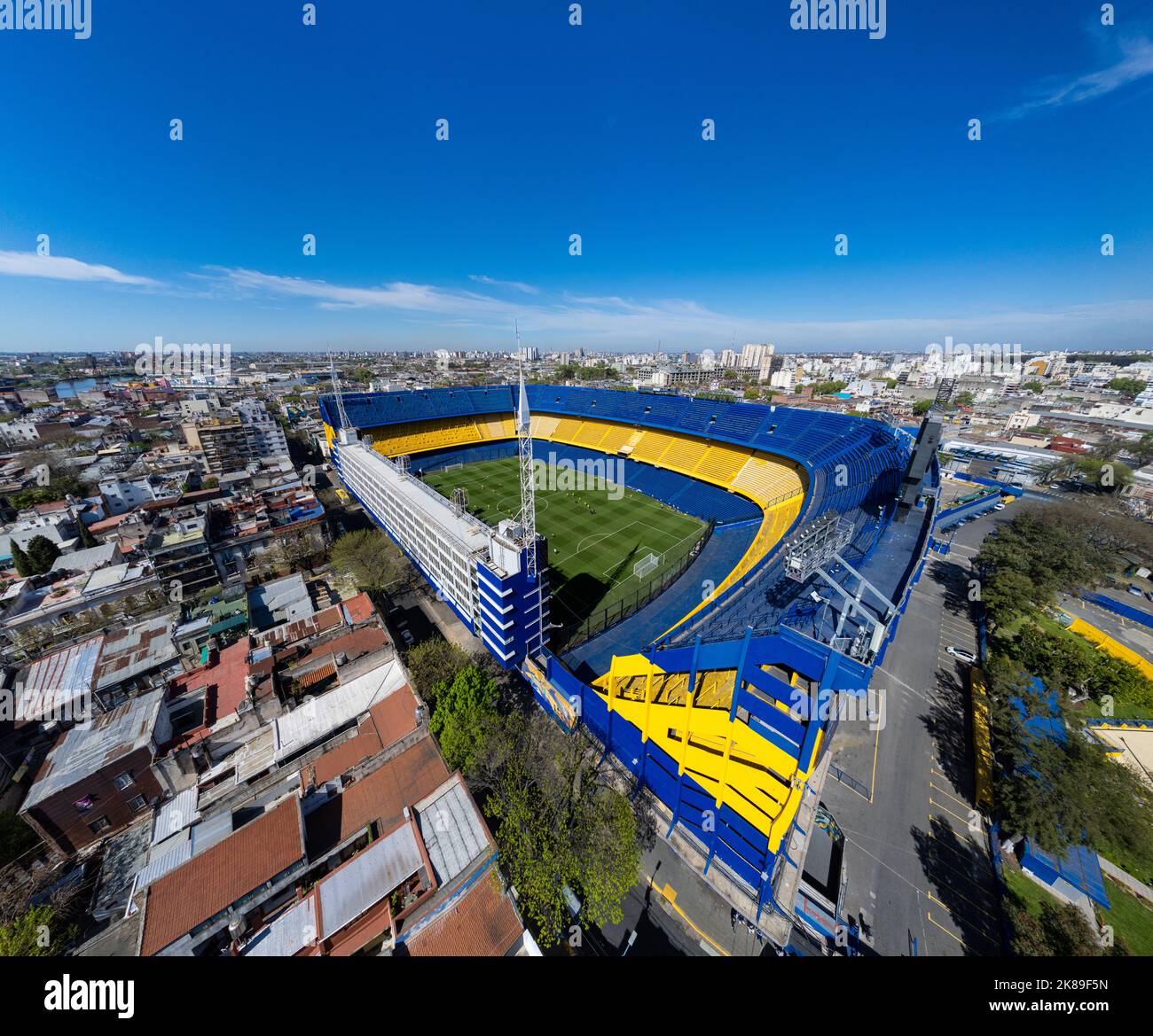 Drone shot of La Bombonera stadium, home of Club Atletico Boca Juniors ...